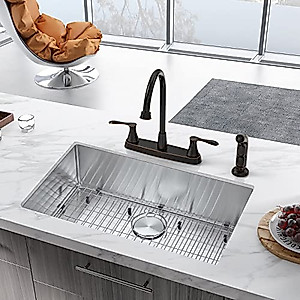 Kitchen Faucets for Sink 3 Hole,2-Handle Kitchen Faucet with Side Sprayer,Oil-Rubbed Bronze Kitchen Sink Faucet,4 Hole Faucet for Kitchen Sink Stainless Steel