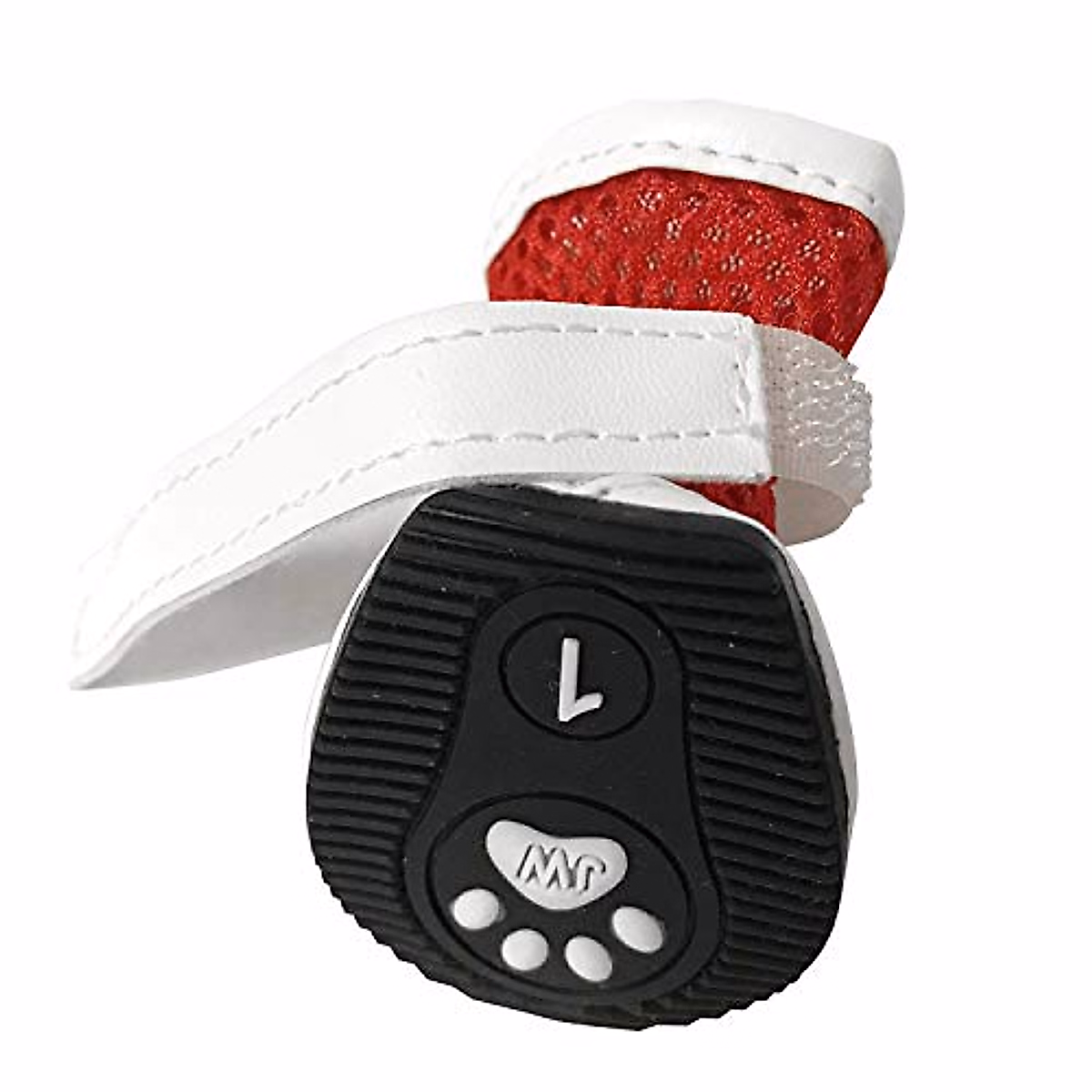 ZUNEA Small Dog Shoes for Hot Pavement Summer Breathable Mesh Boots Adjustable Non Slip Zipper Pet Dogs Booties White PU Paw Protector Red 4#