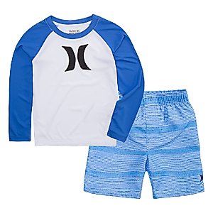 Hurley Boys' Swim Suit 2-Piece Outfit Set, Fountain Blue, 2T
