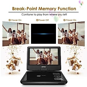 OTIC 12" Portable DVD Player with Bluetooth Function, 10.1" HD Swivel Display Screen, 5 Hour Rechargeable Battery, Support CD/DVD/SD Card/USB, Car Headrest Case, Car Charger