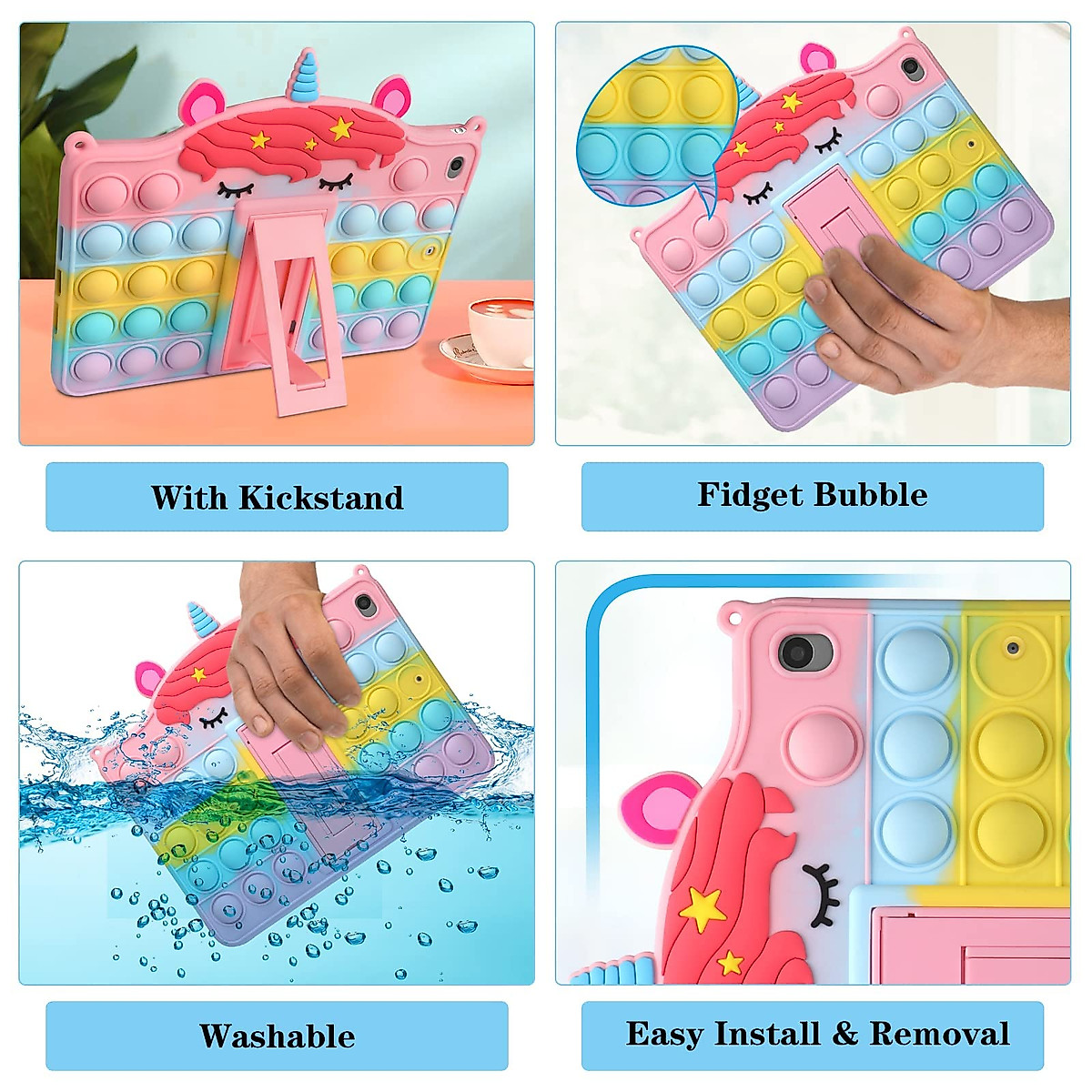 WESADN for iPad Mini 5 Case for iPad Mini 4 Case with Kickstand for Girls Women Silicone Fidget Bubble Case Cute Pop Protective Holder Tablet Cover for iPad Mini 5th 4th Generation 7.9 inch