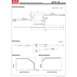 MEAN WELL Constant Voltage Mode Switching Power Supply, 24VDC 1050mA 25 Watt - APV-25-24