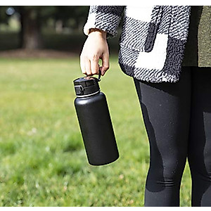 MIRA 32 oz Stainless Steel Water Bottle - Hydro Vacuum Insulated Metal Thermos Flask Keeps Cold for 24 Hours, Hot for 12 Hours - BPA-Free One Touch Spout Lid Cap - Black