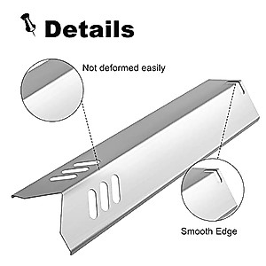 Clivimi 15” Stainless Steel Grill Heat Plates Tent Shield, Grill Burner Cover BBQ Gas Grill Replacement Parts Kit for Dyna-Glo DGF510SBP, Backyard BY13-101-001-13, BY14-101-001-02, Uniflame GBC1059WB