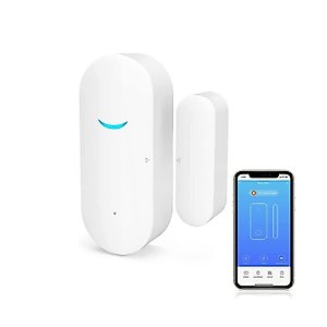 WiFi Door and Windows Sensor Magnets Smart Phone APP Control Compatible with Alexa Google Assistant Wireless Security Alarm Door Open push message for Home Bussiness Burglar Alert (Not suport 5G WIFI)