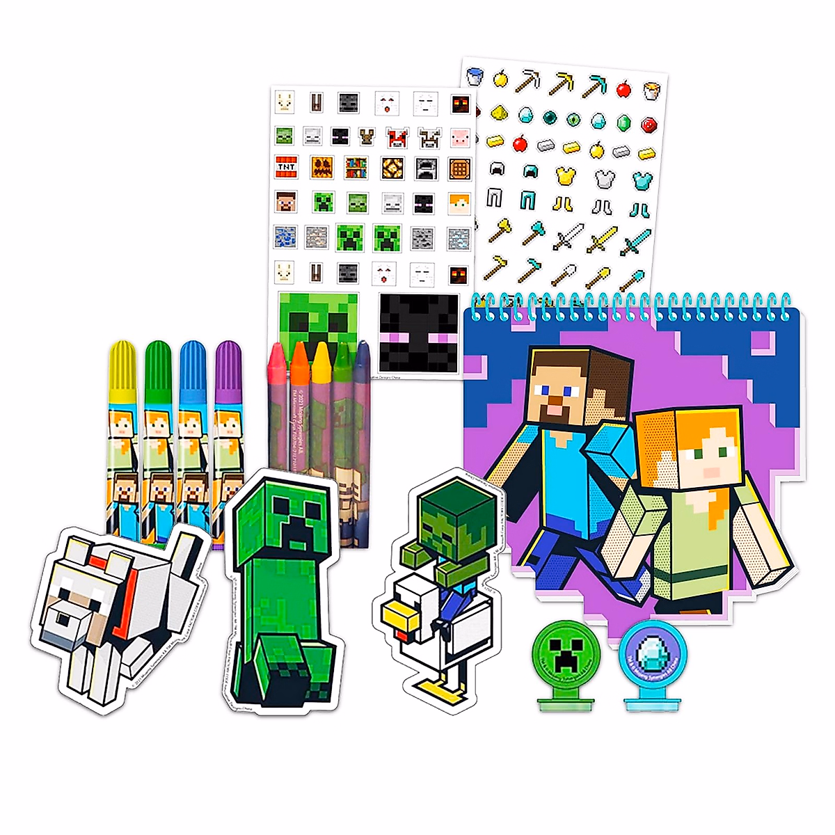 Minecraft Sketchbook Set for Kids, Toddlers ~ 3 Pc Bundle with Minecraft Decals, and More (Minecraft Drawing Pad Activity Kit)