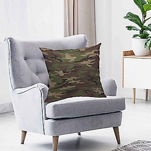 HOSNYE Army Camouflage Throw Pillow Cushion Covers Hunting Camo Green Hunter Decorative Square Accent Pillow Case 18 x18 inch
