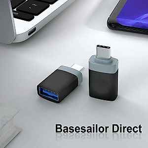 Basesailor USB C Female to A Male Adapter, Compatible with iPhone 11, 12 Mini, Pro Max, iPad Air 4, Samsung Galaxy Note 20, 21 Plus, Ultra (2 Adapters)