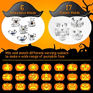 Pumpkin Carving Tools for Kids, All in One 30Pcs Halloween Pumpkin Carving Kit, Easy and Safe Pumpkin Carving Set, Pumpkin Carving Stencils Cookie Cutters Pumpkin Carving Knife