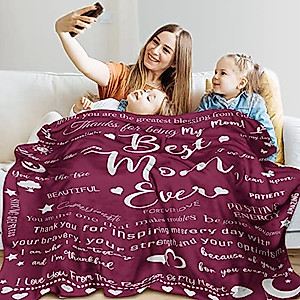 Xinvery Gifts for Mom Blanket,to My Mom Blanket from Daughter Son Birthday Gifts for Mom Best Mom Ever Blanket Mothers Day Throw Blanket 50"X60" Merlot Red