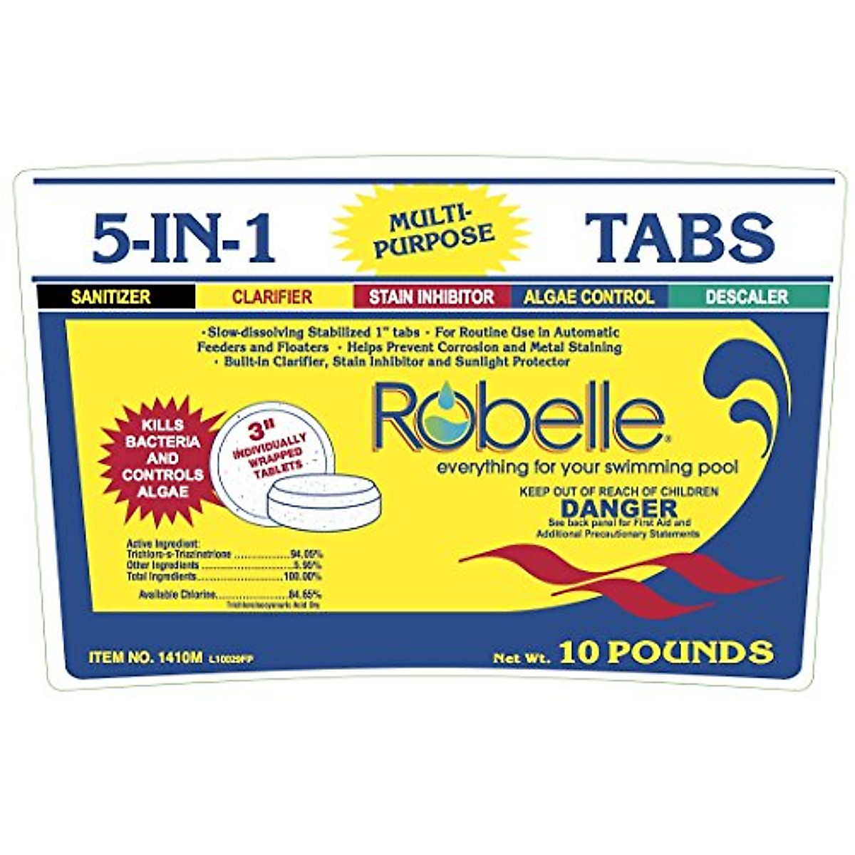 Robelle 1410M Chlorine Tabs Pool Sanitizer, 10-Pounds