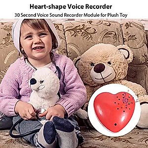 Heart Voice Box, Heart Shaped Voice Recorder for Stuffed Animals, Mini Recorder for Plush Toys with Programmable Sound Button for 30 Seconds Recording