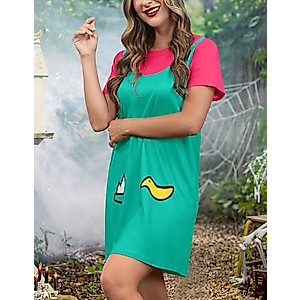 Clarisbelle Womens Halloween Party Graphic Turquoise Dress Phill Lill Crew Ncek Adult Rugrets Cosplay Costume Green S