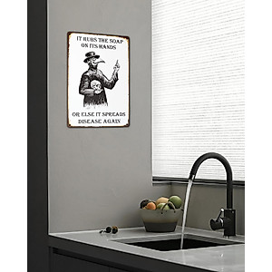 Gothic Bathroom Decor Wash Your Hand Plague Doctor Funny Restroom Wall Decor Tin Sign 8 X 12 Inch