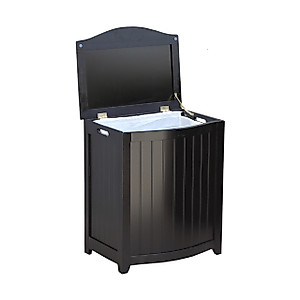 Mahogany Finished Bowed Front Laundry Hamper with Interior Bag