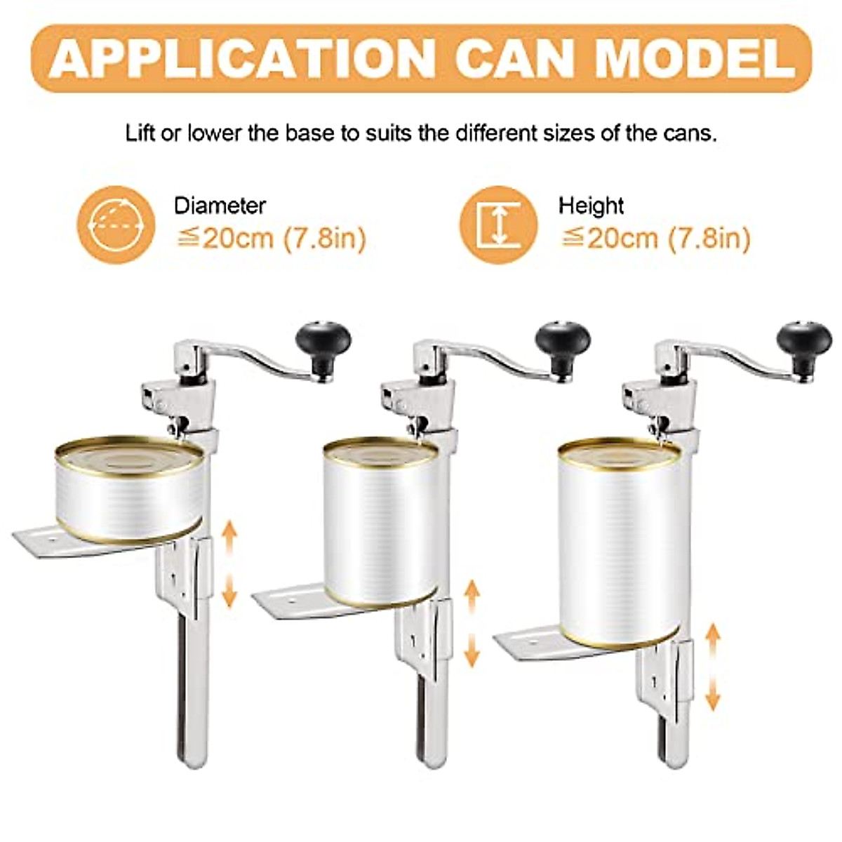 Commercial Can Opener Heavy Duty Manual Table Can Opener Industrial Manual Can Opener With Plated Steel Base for Restaurant Large Cans (Medium)