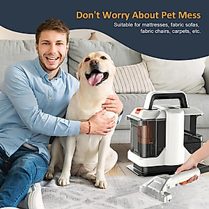 Ailltopd Portable Carpet Cleaner Machine, Powerful Deep Stain Cleaning for Couch, Pets, Car Seats, Upholstery & Furniture, Spot with Dual Size Brushhead (White), 11.81 * 9.44 * 13.77, (C4)