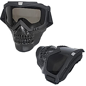 Skull Motorcycle Goggles with Removable Face Mask，Anti-UV Adjustable MX Riding Offroad Cycling Motorbike Protective Glasses Dirt Bike ATV Motocross Eyewear Racing Combat Tactical Military Goggles