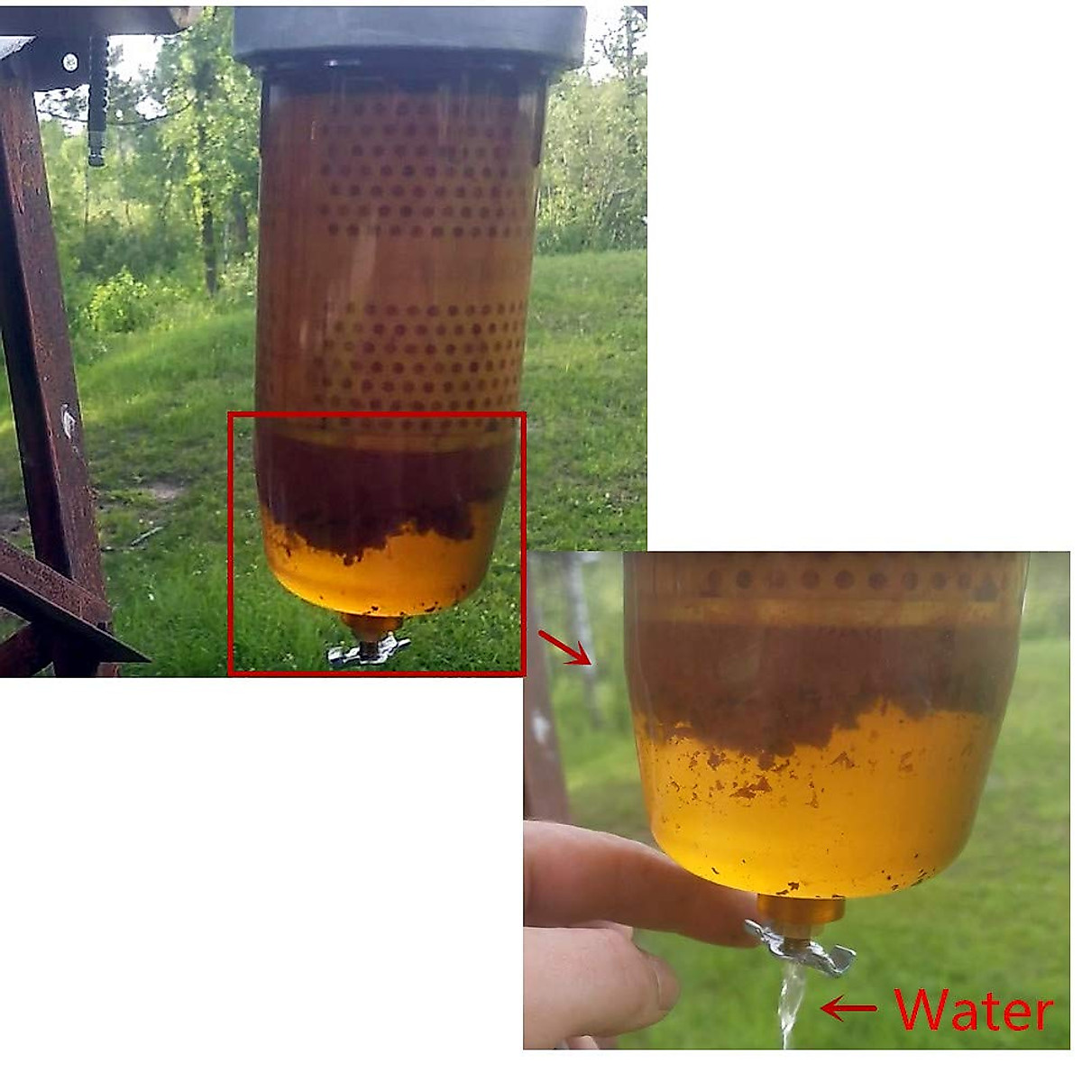 iFJF 496 Fuel Tank Filter Assembly Replacement for Gasoline and Diesel Water Separate 30 Micron Max 25gpm 150psi with Zinc 1" NPT Top Cap