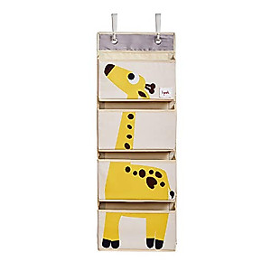 3 Sprouts Over The Door Baby Organizer - Essential Newborn Nursery Storage, Toy Organizer for Room and Closet - Bedroom Storage - Hooks Included, Giraffe