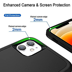 Hsefo Designed Compatible with iPhone 12 Case and 12 Pro Case, Heavy Duty Protection Shockproof Dropproof Dustproof Anti-Scratch Phone Case Cover for 12 and 12 Pro -Black