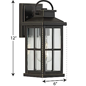 Progress Lighting Williamston Collection 1-Light Clear Glass Antique Bronze Farmhouse Outdoor Small Wall Lantern Light, 12.00x5.00x6.00