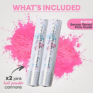 Premium Gender Reveal Confetti Cannon - Set of 2 - Biodegradable Powder in Pink or Blue for Girl or Boy | Gender Reveal Powder Cannon, Gender Reveal Decorations, Baby Gender Reveal Smoke Bomb, Poppers
