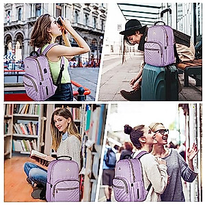 MATEIN 17 Inch Laptop Backpack, Womens Travel Laptop Backpack with RFID Pocket, Large Water Resistant College Teacher Nurse Work Bag Lightweight Daypack Computer Bagpack with USB Charging Port, Purple