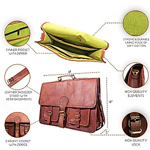 JMD Arts Leather Messenger Bag for Men Women - Full Grain Leather Laptop Satchel Office Shoulder Bag (Brown) gives vintage look,Brown