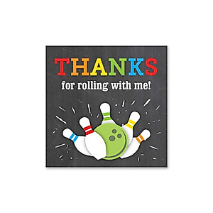40 cnt Bowling Thank You Labels - Birthday Favor Stickers