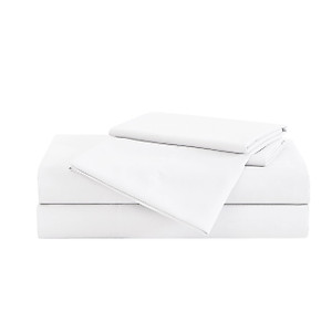 London Fog Garment Washed Solid Sheet Set White Microfiber 3-Piece Twin XL Sheet Set, Solid Themed, Deep Pocket, Adult and Teen, Oeko-TEX Certified