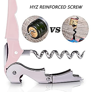 HYZ 4-Pack Wine Opener Waiter Corkscrew, Professional Wine Key for Servers, Bartender with Foil Cutter, Manual Wine Bottle Opener Double Hinged (White,Pink,Purple,Aqua Blue)