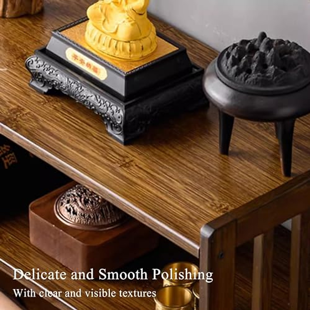 WBRSybUS Altar Meditation Table with Drawer Storage, Bamboo Spiritual Altar Table,Relax Buddhist Table Tea Table for Prayers Divination,Single Layer 69cm,B