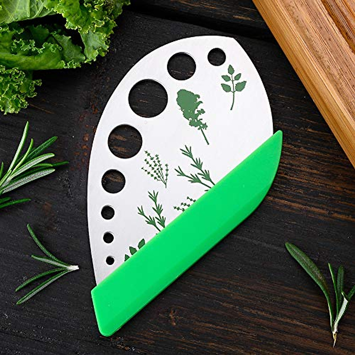 9 Holes Herb Cutter Stripper Stainless Steel Vegetable Leaf Stripper Cutter Home Kitchen Peeling Tool for Kale, Chard, Collard Greens, Thyme, Basil, Rosemary
