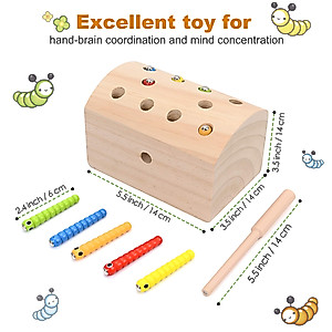 Giggles Montessori Carrot Harvest - Wooden Educational Toys for Boys and Girls - Preschool Learning Gift - Toddlers Wood Game – Shape Sorting Toy - Worm Toy Playset - for Age 1 2 3 Year Old