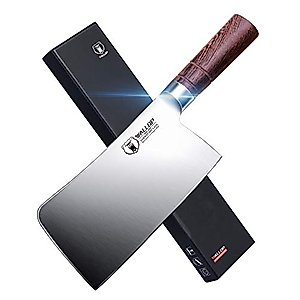 WALLOP Bone Chopper - 7.5 inch Meat Cleaver Knife Bone Chopping Knife Chinese Chef Knife Butcher Knife, German Stainless Steel Ergonomic Wenge Wood Handle for Home Kitchen or Restaurant