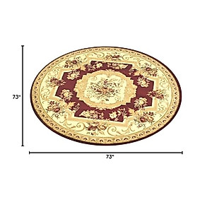 Unique Loom Versailles Collection Traditional Classic Floral Motif Area Rug (6 ft Round, Burgundy/ Ivory)