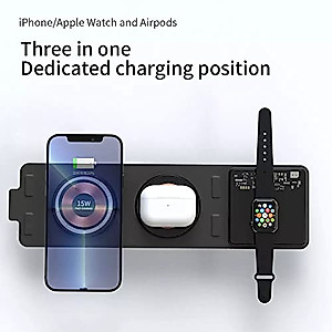 3 in 1 Charging Station Apple, Magnetic Wireless Charging Pad, belken 3 in 1 Wireless Charging Station Apple for All Wireless Supporting iPhone and Watch Charging Station, Wireless Charger 3 in 1
