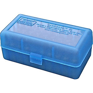 MTM 50 Round Flip-Top Rifle Ammo Box WSSM, 500 S&W (Clear Blue) , 2.46-Inch