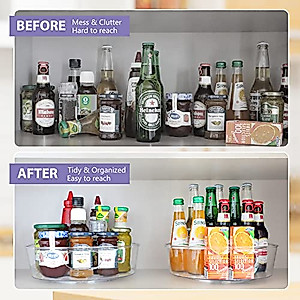 4 Pack Lazy Susan Organizer for Cabinet, Upgraded 11.5" Clear Lazy Susan Turntable with Handles and Raised Edge, Rotating Lazy Susan Spice Storage for Kitchen, Pantry, Refrigerator, Bathroom, Table