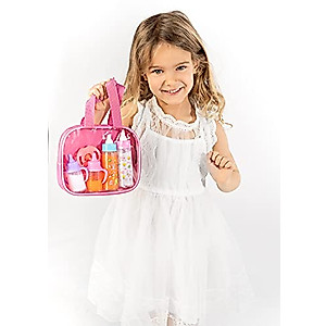 fash n kolor®, My Sweet Baby Disappearing Doll Feeding Set | Baby Care 6 Piece Doll Feeding Set for Toy Stroller | 2 Milk & Juice Bottles with 2 Toy Pacifier for Baby Doll