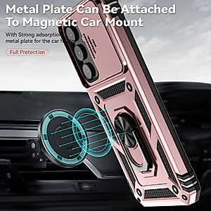 Suyomo for for Samsung Galaxy A54 5G Case with HD Screen Protector [2PCS],Samsung A54 5G Case with Camera Cover + 360 Rotatable Stand Kickstand,Military Grade Heavy Duty Sturdy Case (Rose Gold)