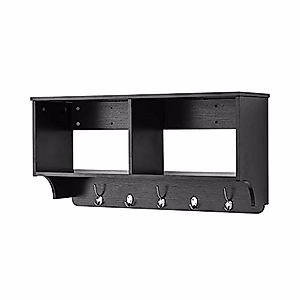 Coral Flower Wood Wall Mounted Entryway Shelf, 36 inches, Black