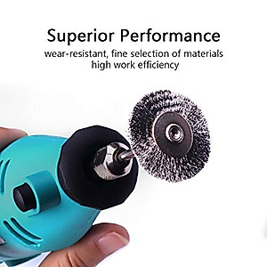 ATOPLEE Wire Wheel Brush Set,20pcs 1 Inch Mini Wire Wheel with 1/8 Inch Round Shank,Crimped Wire Brush Wheel for Rust Removal, Corrosion and Scrub Surfaces,for Drill Attachment