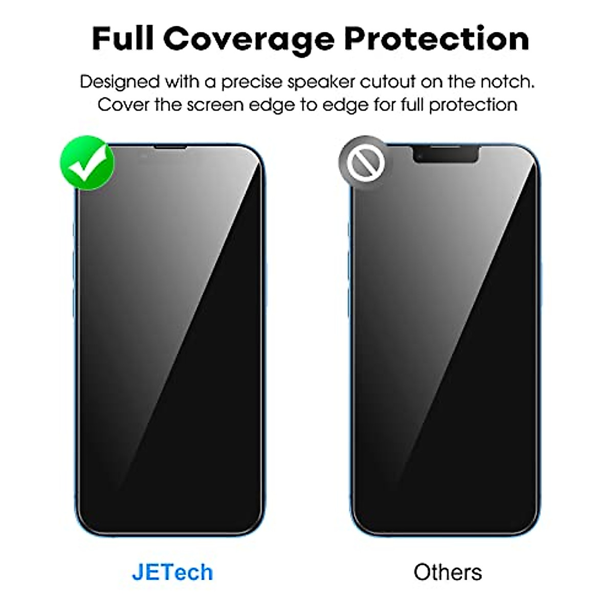 JETech Full Coverage Screen Protector for iPhone 13/13 Pro 6.1-Inch, Tempered Glass Film with Easy Installation Tool, Case-Friendly, HD Clear, 3-Pack