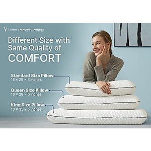 Vaverto Gel Memory Foam Pillow - Queen Size - Ventilated, Premium Bed Pillow with Washable and Bamboo Pillow Cover, Cooling, Orthopedic Sleeping, Side and Back Sleepers - College Dorm Room Essentials