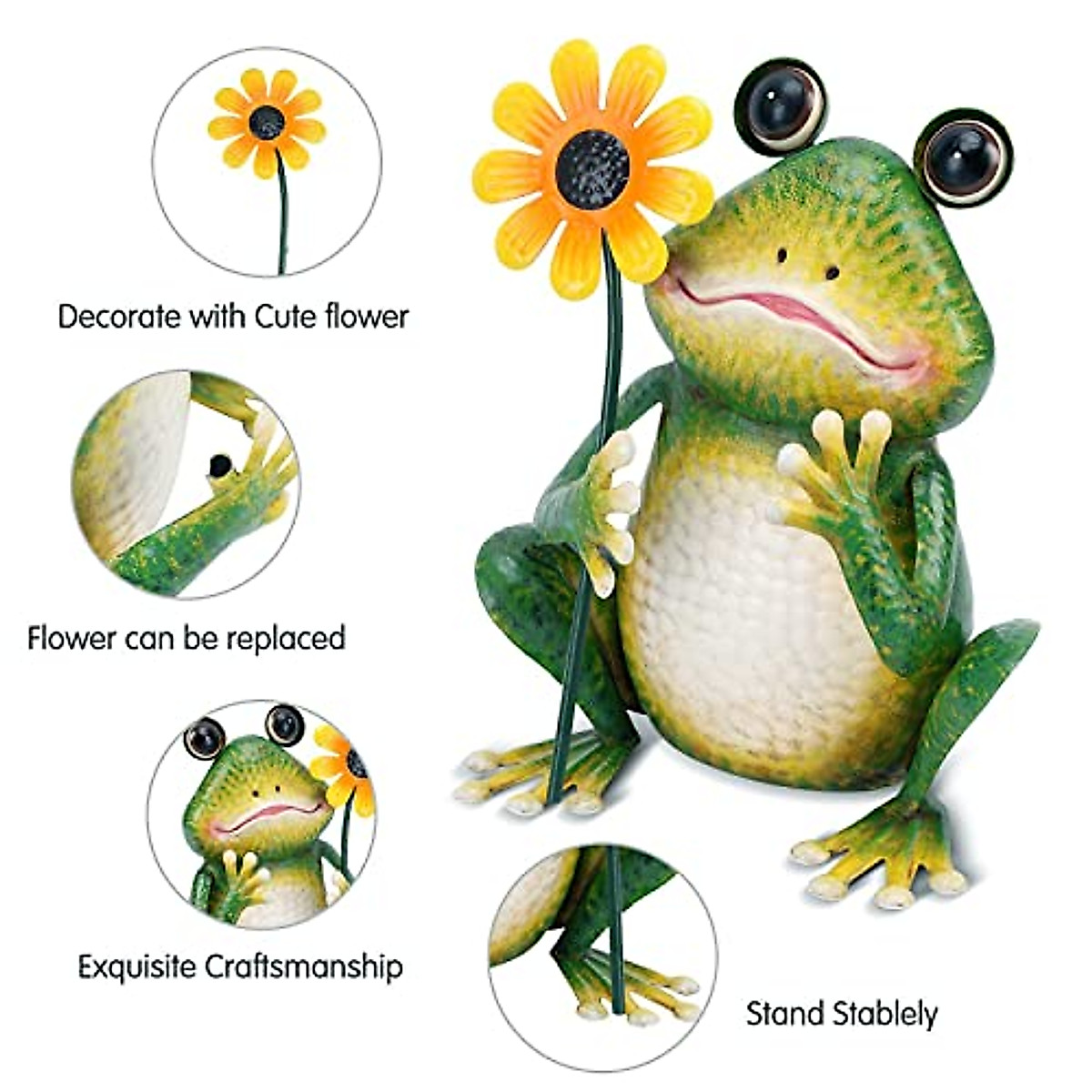 chisheen Garden Frog Statue Outdoor Decor Metal Frog Yard Art Sculpture