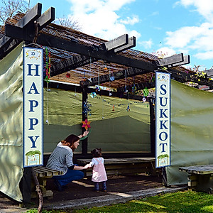 Sukkot Decoration Outdoor Indoor Happy Sukkot Banner Sukkah Decor for Party Jewish Holiday Celebration Festival Decoration and Supplies for Home