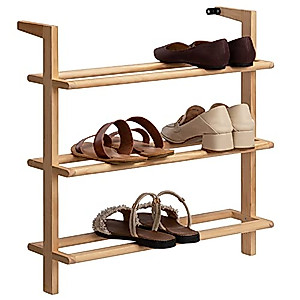 ALIMORDEN Wooden Shoe Storage Rack, Independent Standing Shoe Rack, Natural