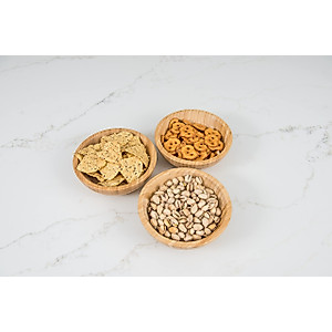 Lipper International Bamboo Wood Salad Bowls, Small, 7" Diameter x 2.25" Height, Set of 4 Bowls